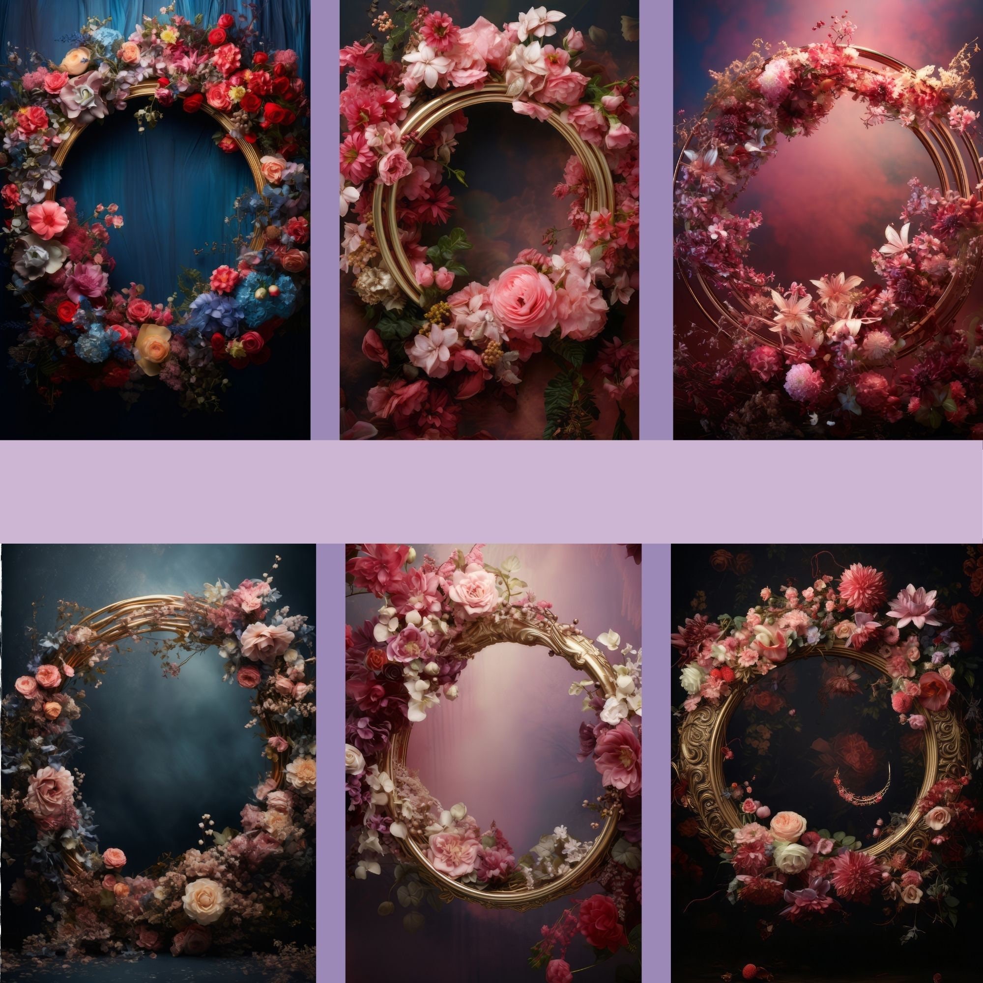 42-pack Vertical Floral Ring Backdrops Perfect for Romantic Maternity ...