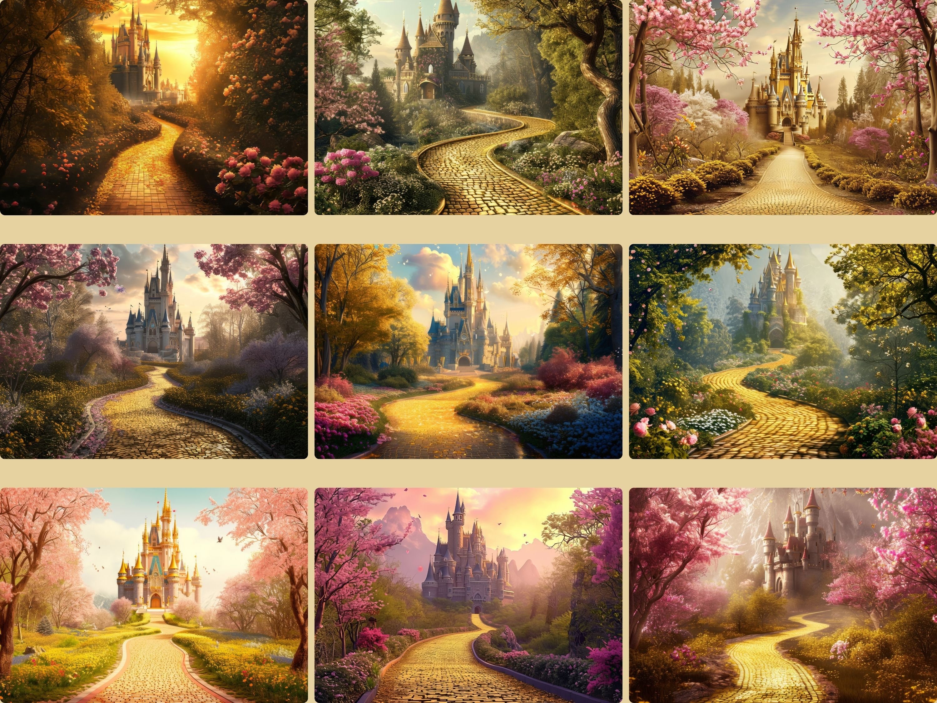 20-pack Enchanted Princess Castle Backdrops - High-resolution 300 DPI ...