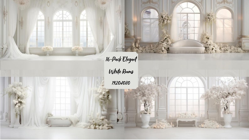 Elegant White Room Backdrops - 16 Pack, Perfect for Photographers ...