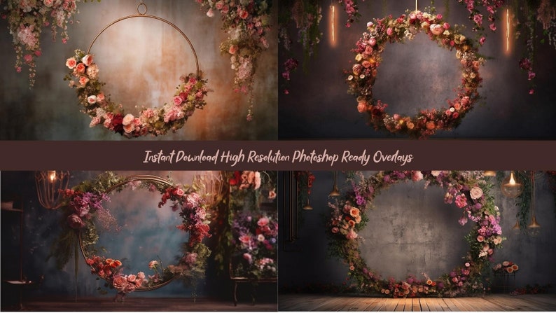 12-pack Floral Ring Backdrops Collection High-quality Digital - Etsy