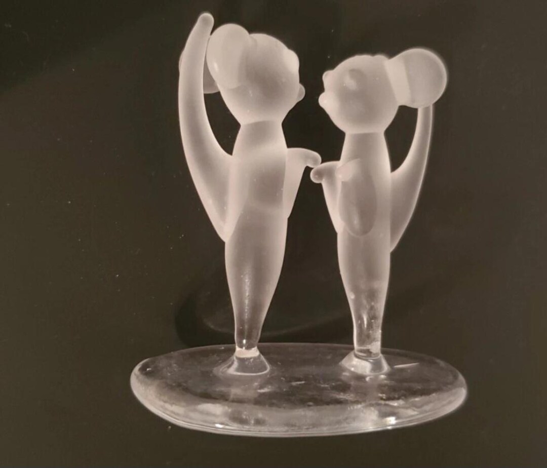 Vintage Satin Frosted Glass Dancing/standing Mice Figurine 2.25" H X 2 ...
