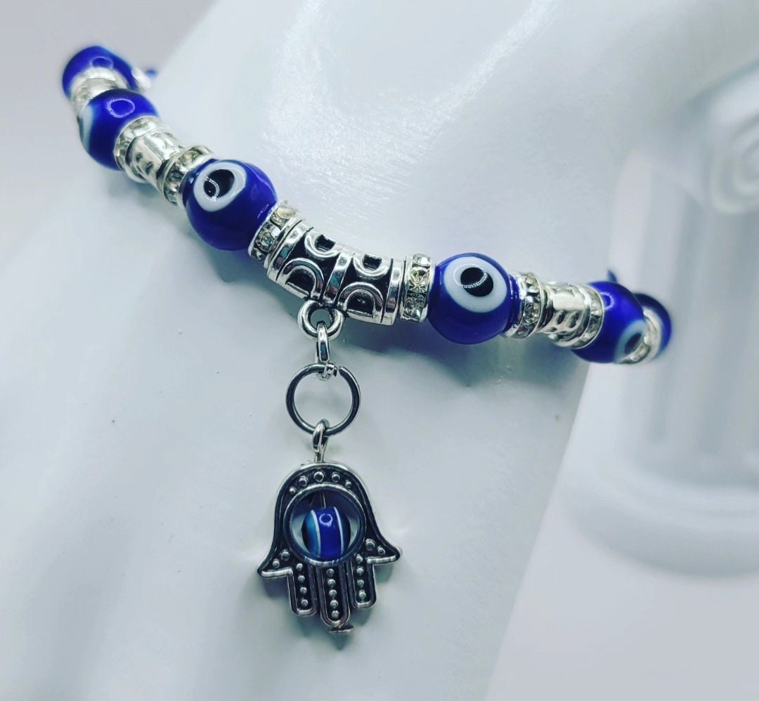 Beautiful Turkish Evil Eye Protection Bracelet With Hamsa Hand Charm - Etsy