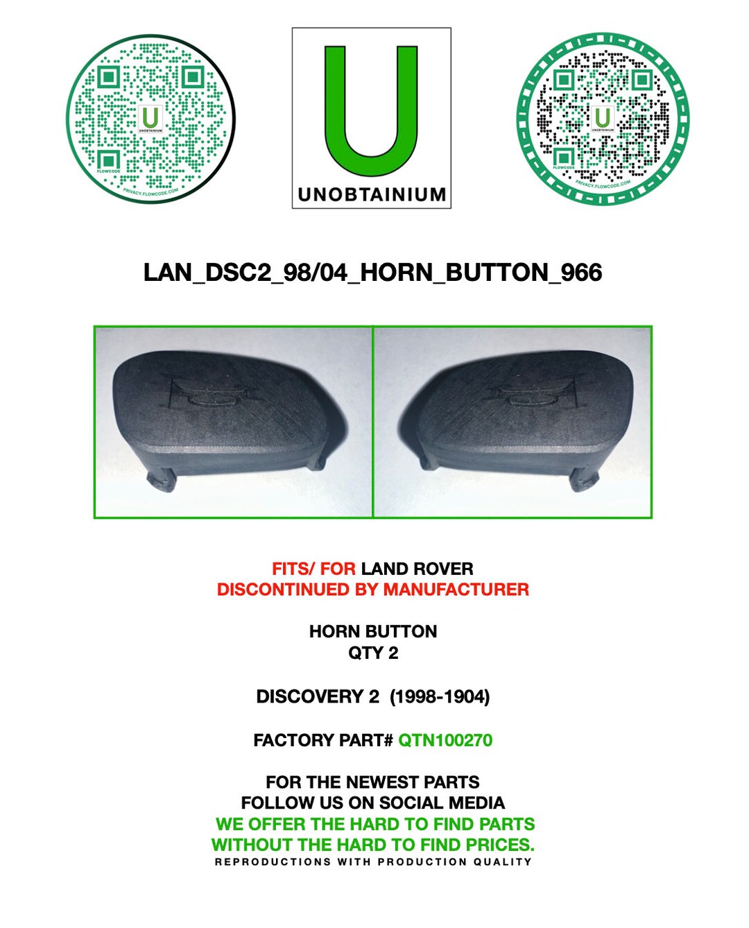 Land Rover Discovery 2 Horn Button (qty 2) - Etsy
