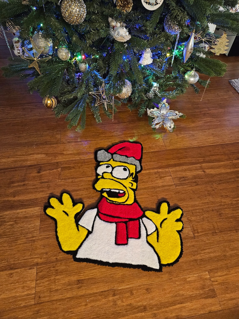 Homer Simpson Christmas Rug, Art, 100% Handmade, Carpet, Tuftingpigeon ...
