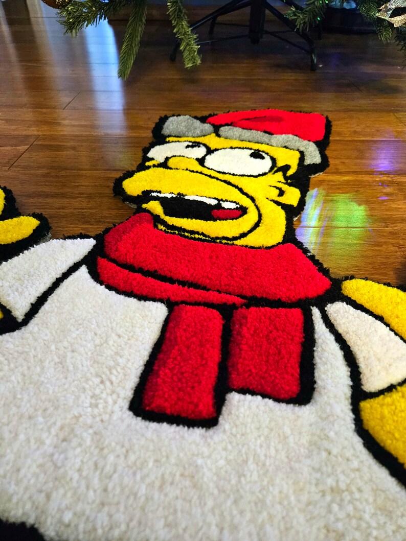 Homer Simpson Christmas Rug, Art, 100% Handmade, Carpet, Tuftingpigeon ...