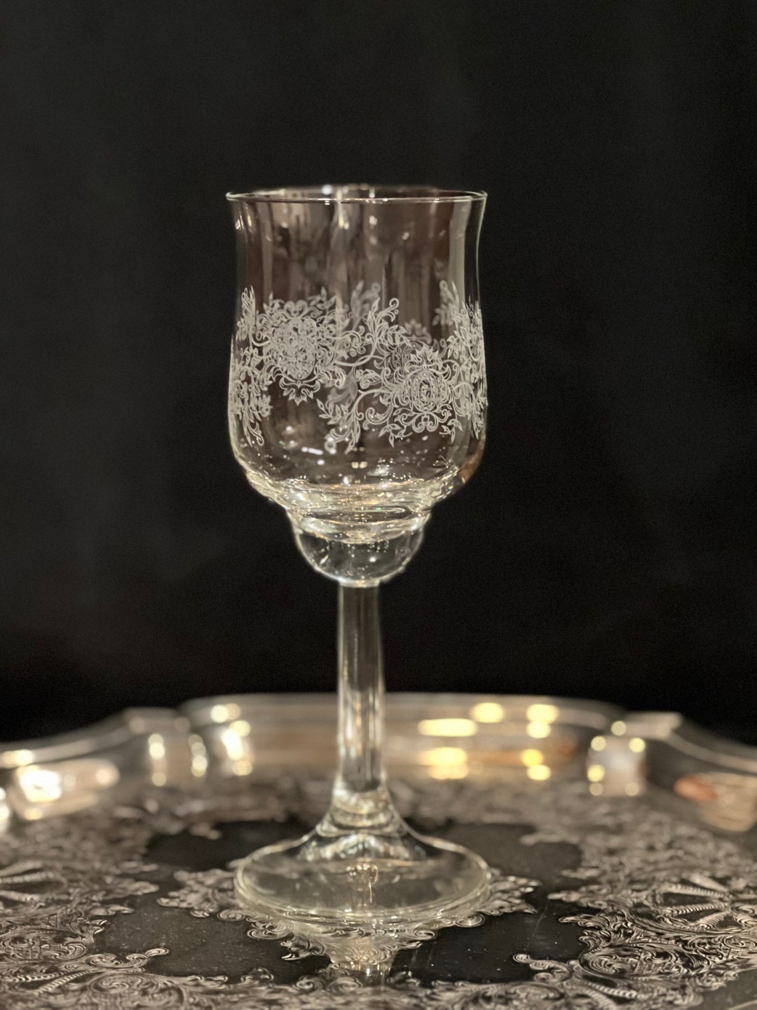 Crystal Stemware (set of 6) Beautifully Etched Design - Etsy