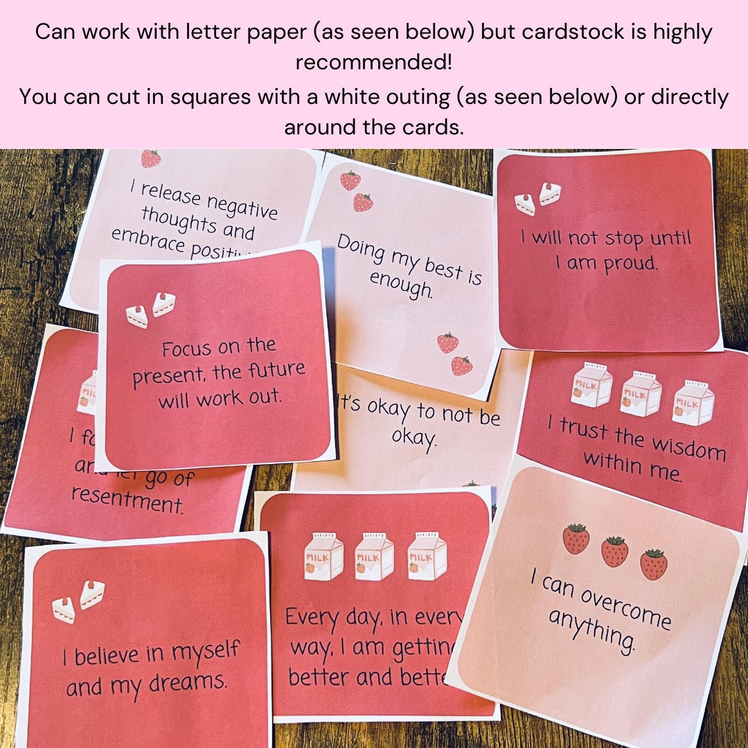 Affirmation Cards | Printable Positive Affirmation Cards | Strawberry ...