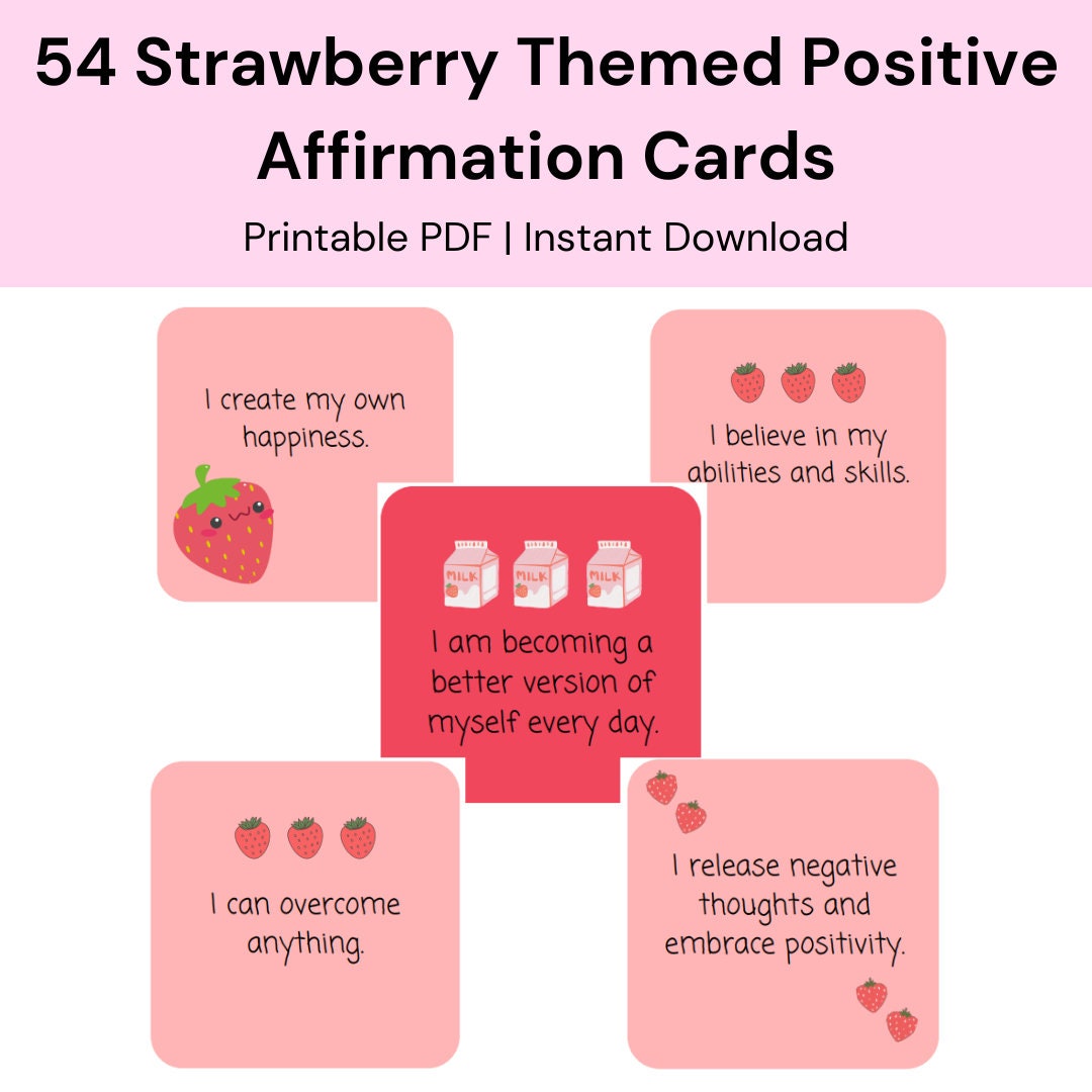Affirmation Cards | Printable Positive Affirmation Cards | Strawberry ...