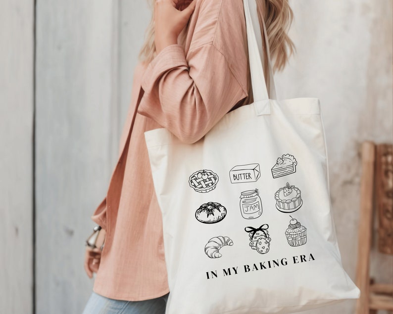 Tote Bag Gift for Baker, in My Baking Era Canvas Tote Bag, Baking Gift ...