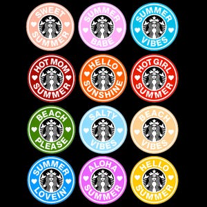 Summer Coffee 12 Sticker Sheet. Mix and Match or Get All the Same One ...