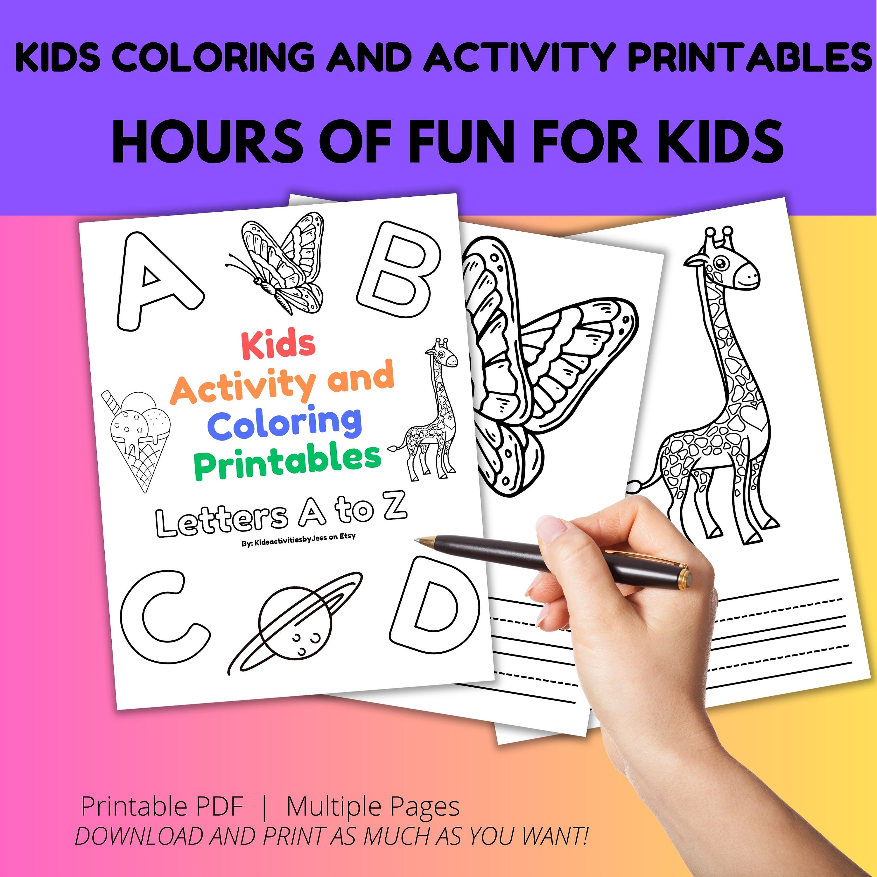 Kids Coloring Activity A to Z Printable - Etsy