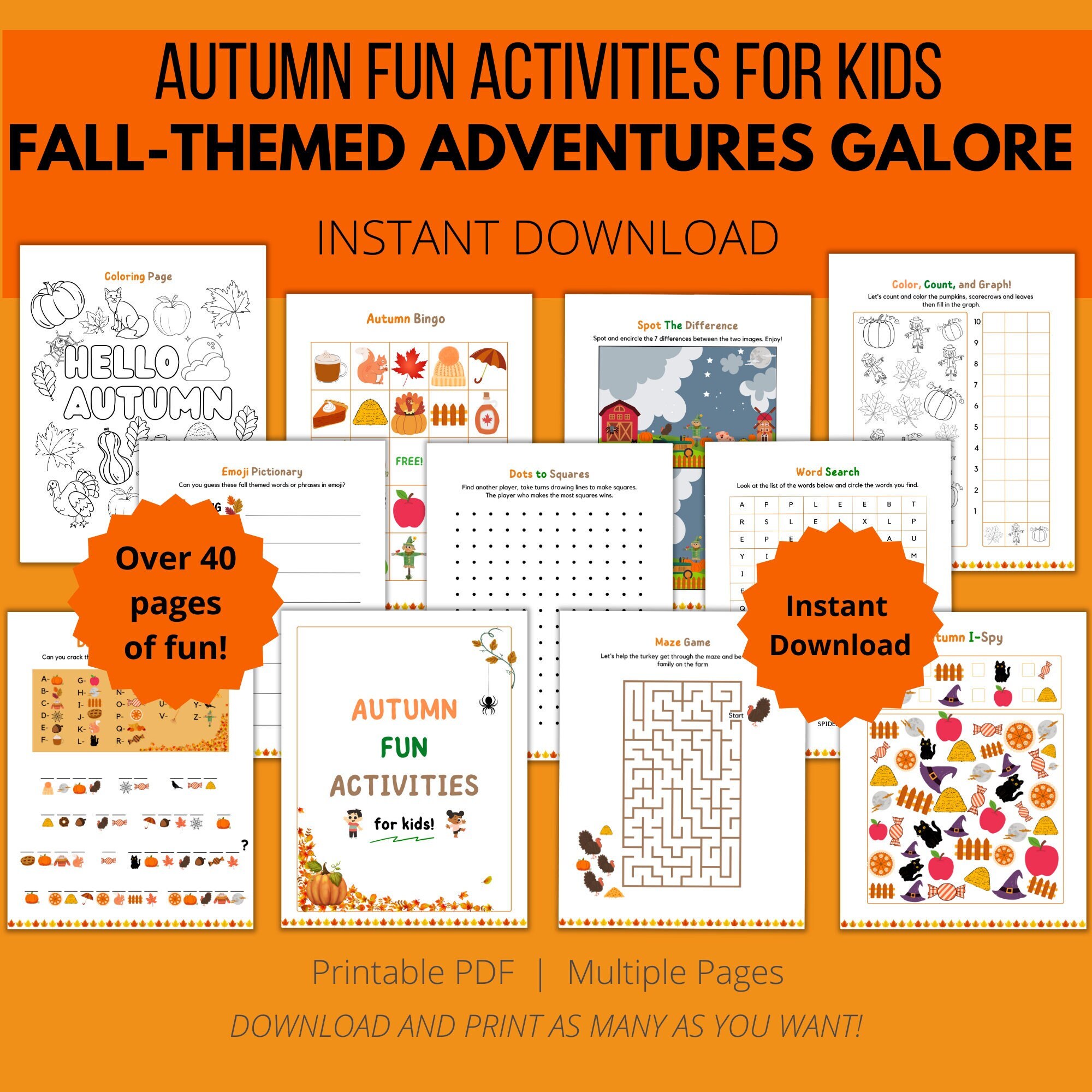 Kids Autumn Activity Pages, Rainy Day Activities, Mom Needs a Break ...
