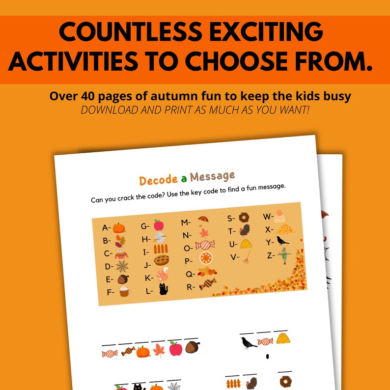 Kids Autumn Activity Pages, Rainy Day Activities, Mom Needs a Break ...