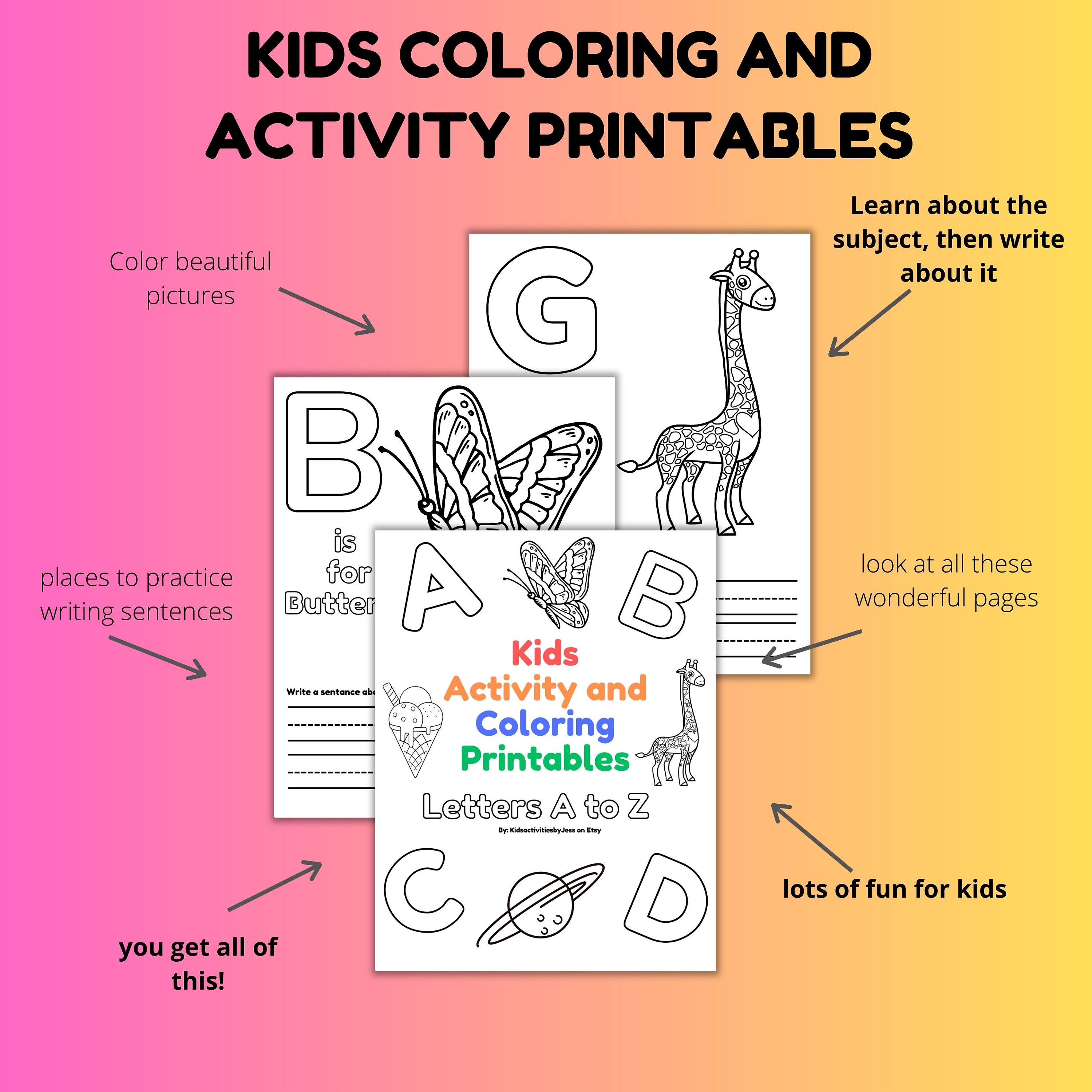 Kids Coloring Activity A to Z Printable - Etsy