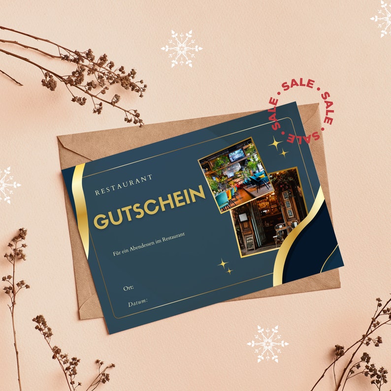 Restaurant Voucher Template to Print Out Yourself, Personalized Voucher ...