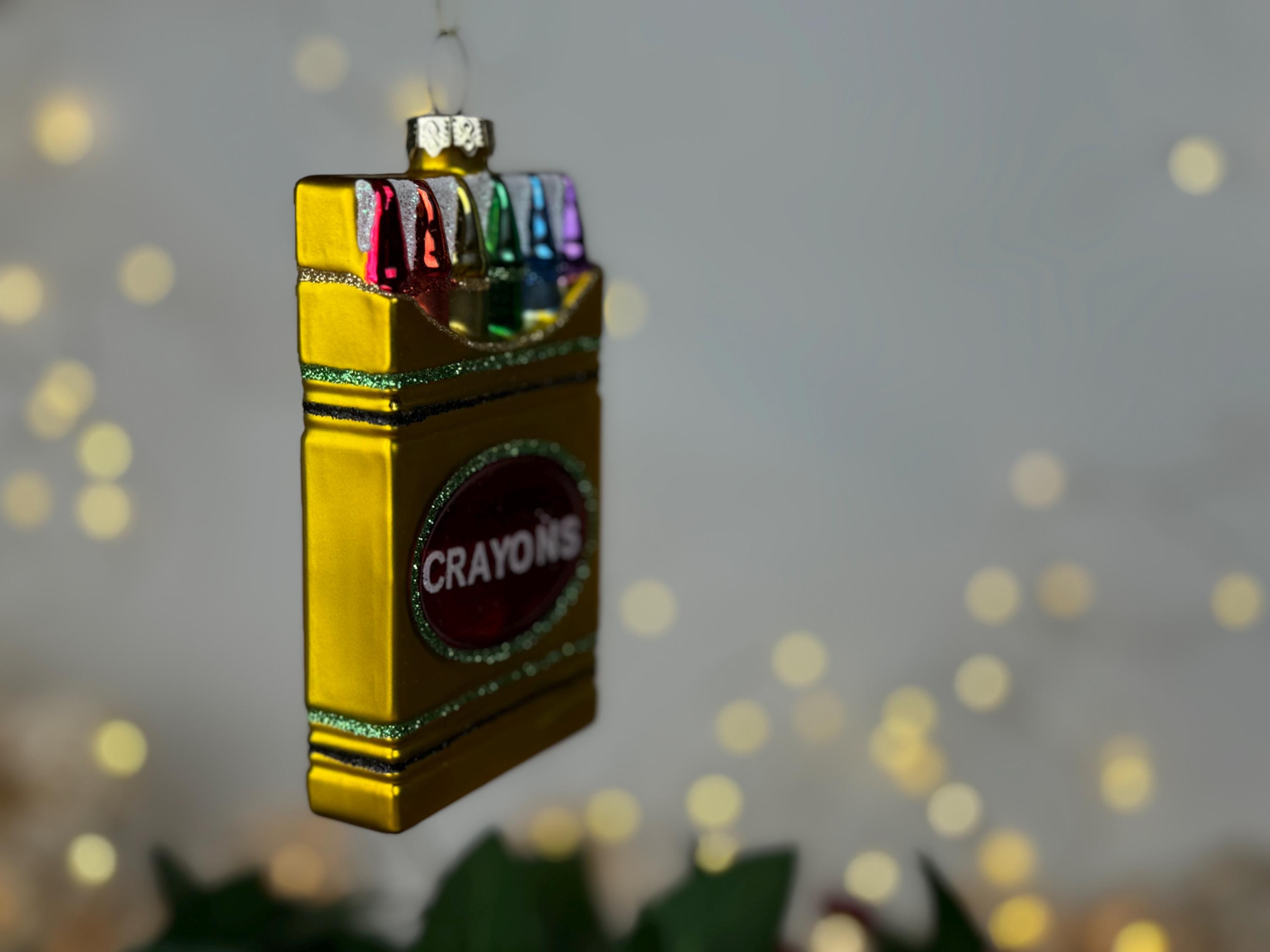 Crayon Box Christmas Ornament, Glass Crayon Ornament, Kindergarten ...