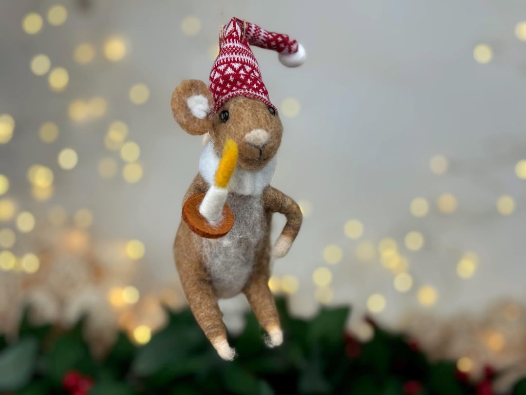 Needle Felted Mouse, Bedtime Mouse Ornaments, Wool Mouse Ornament ...