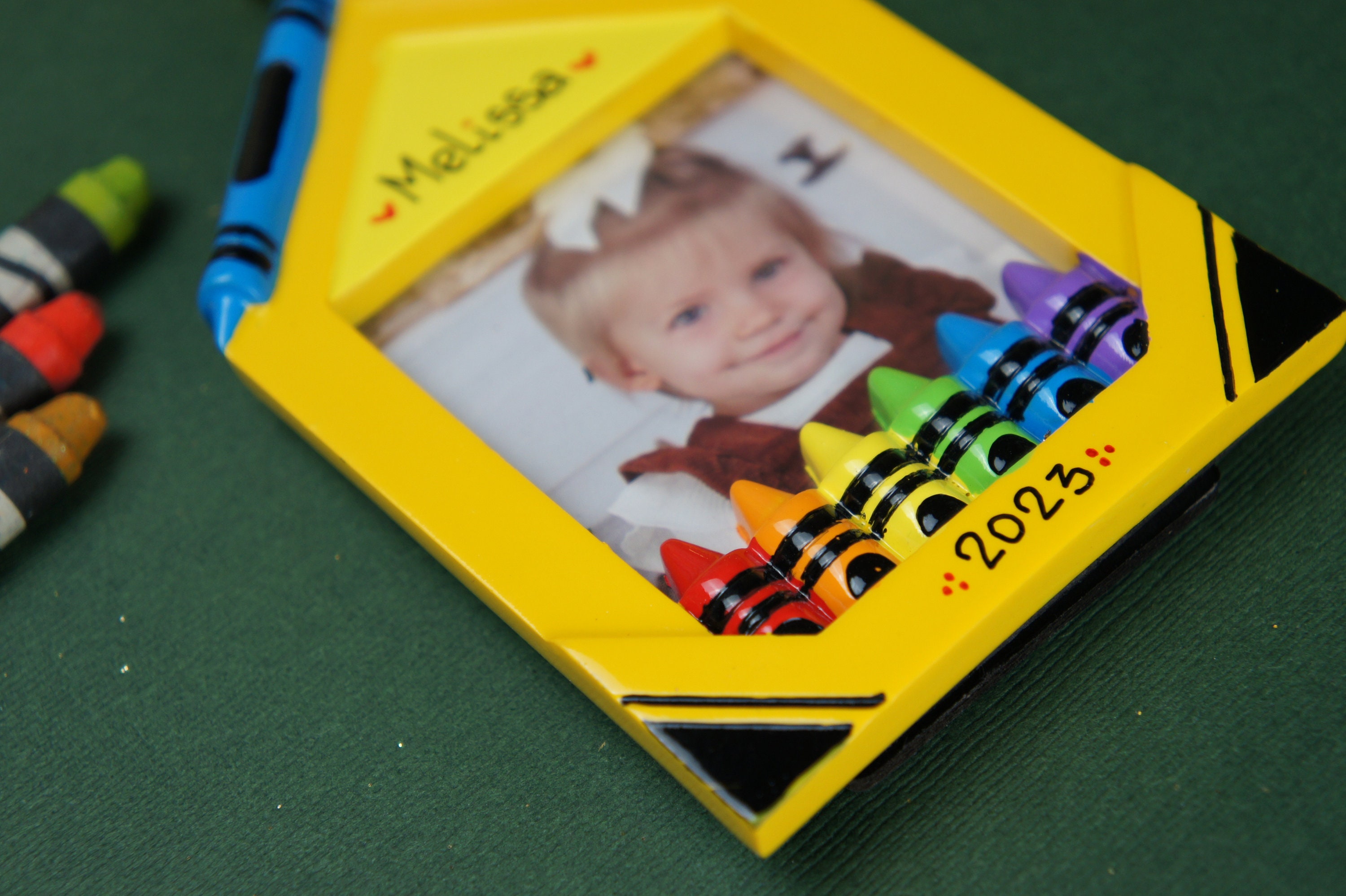 Crayon Photo Frame Personalized Christmas Ornament, Kindergarten ...