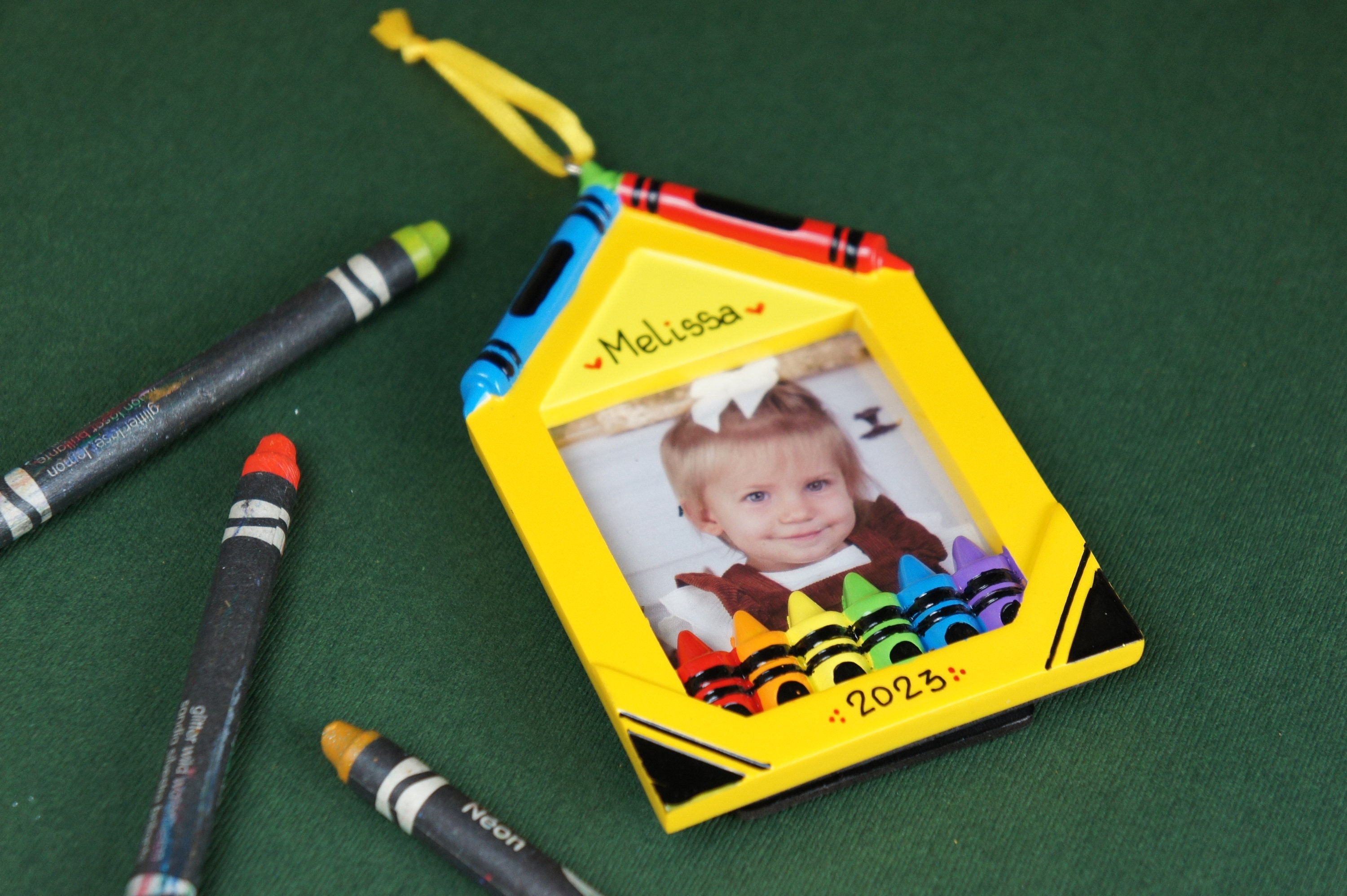 Crayon Photo Frame Personalized Christmas Ornament, Kindergarten ...