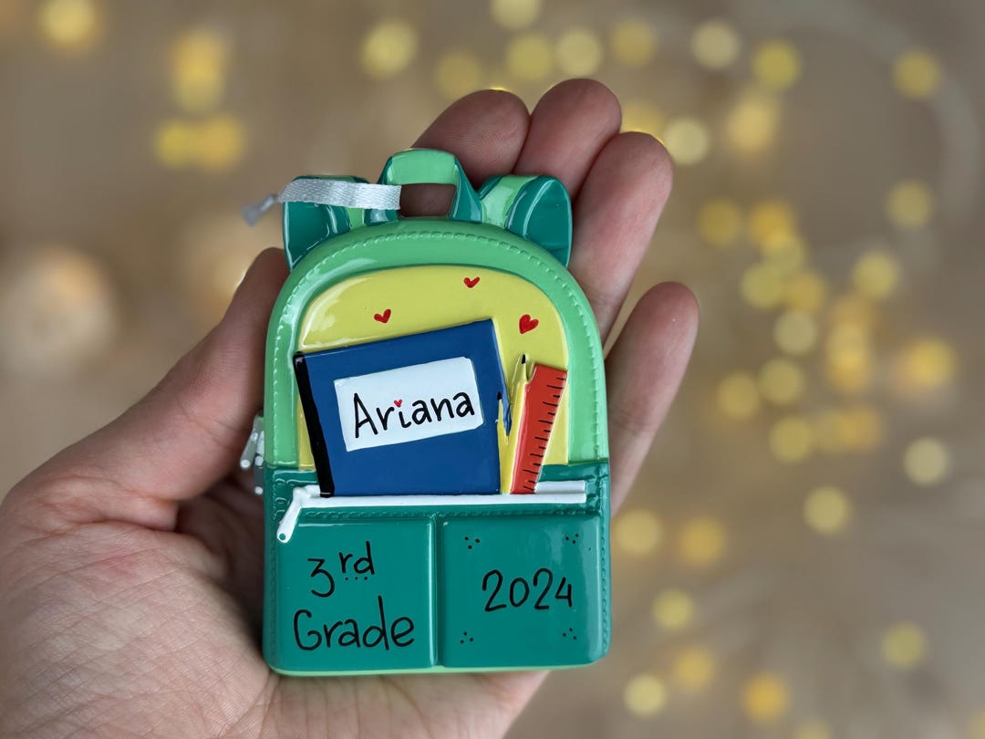 School Backpack Christmas Ornament, Backpack Ornament, Personalized ...