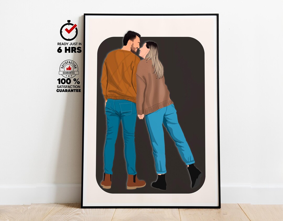 Faceless Portrait, Digital Art, Personalized Couple Drawing ...