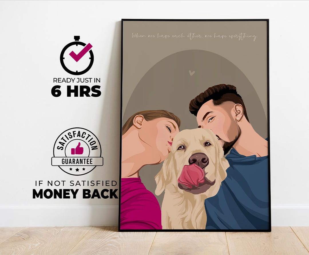 Couple Portrait, Gift for Couple, Faceless Portrait, Engagement Drawing ...
