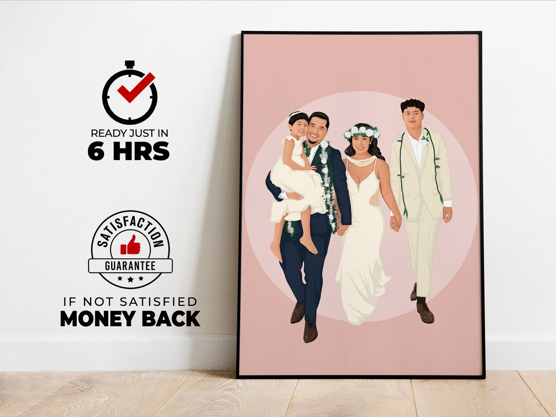 Custom Portrait for Family, Drawing Gift for Mom and Dad, Faceless ...