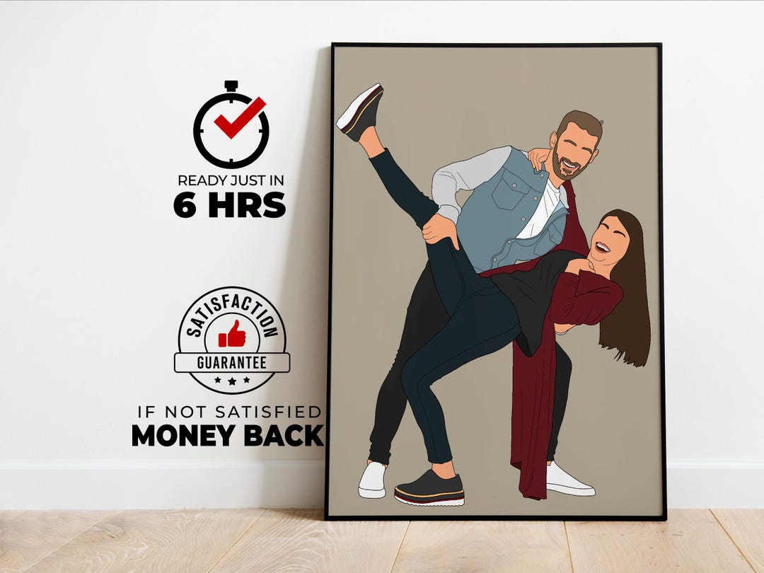 Custom Couple Portrait, Couple Drawing, Faceless Portrait Print ...