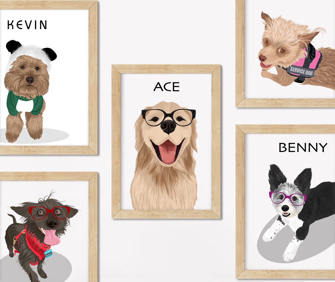 Dog Portrait Art, Custom Pet Canvas Painting, Personalized Pet Drawing ...