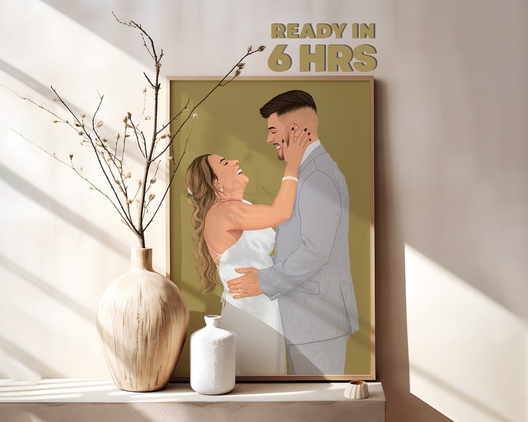 Custom Wedding Portrait, Wedding Gift, Faceless Portrait, Minimal ...