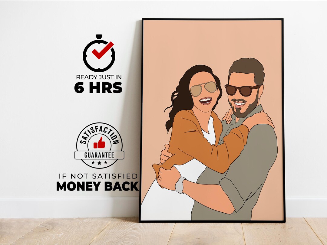 Couple Drawing, Custom Couple Portrait, Couple Painting, Faceless ...