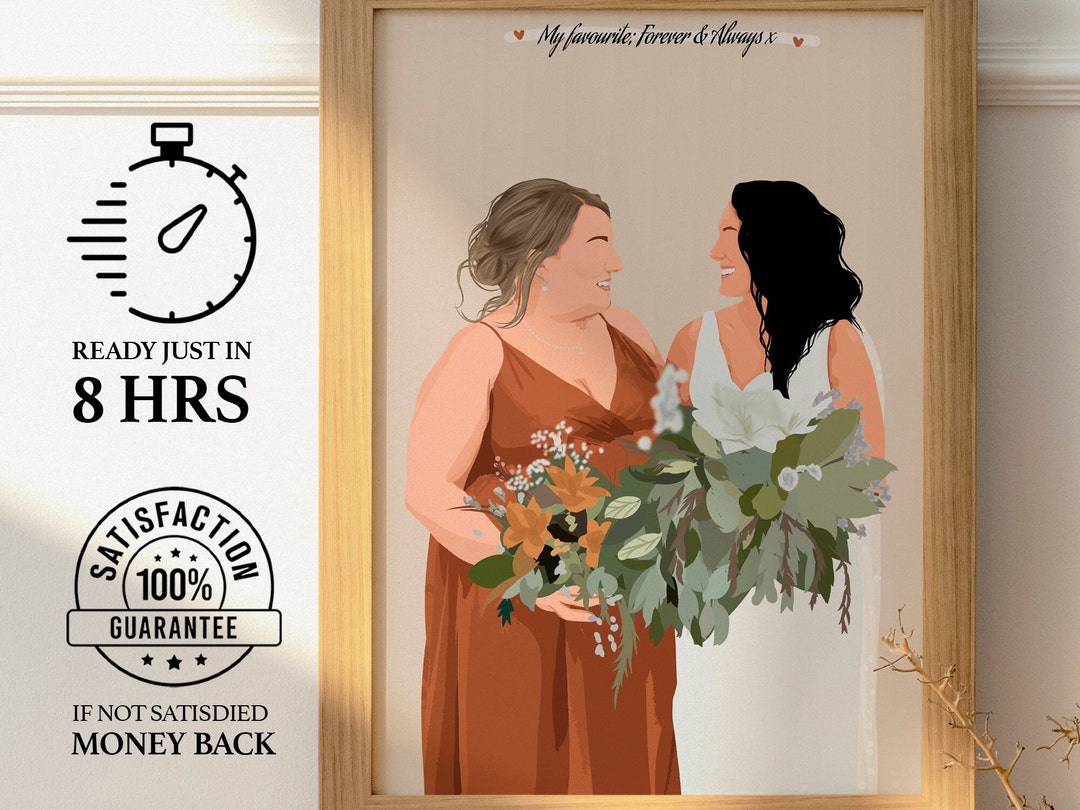 Custom Boho Minimalist Faceless Portrait, Summer Gift, Faceless Digital ...