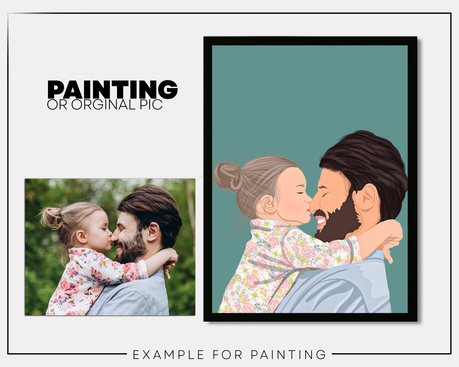 Fathers Day Gift, Custom Portraits for Dad, Faceless Portrait Print ...