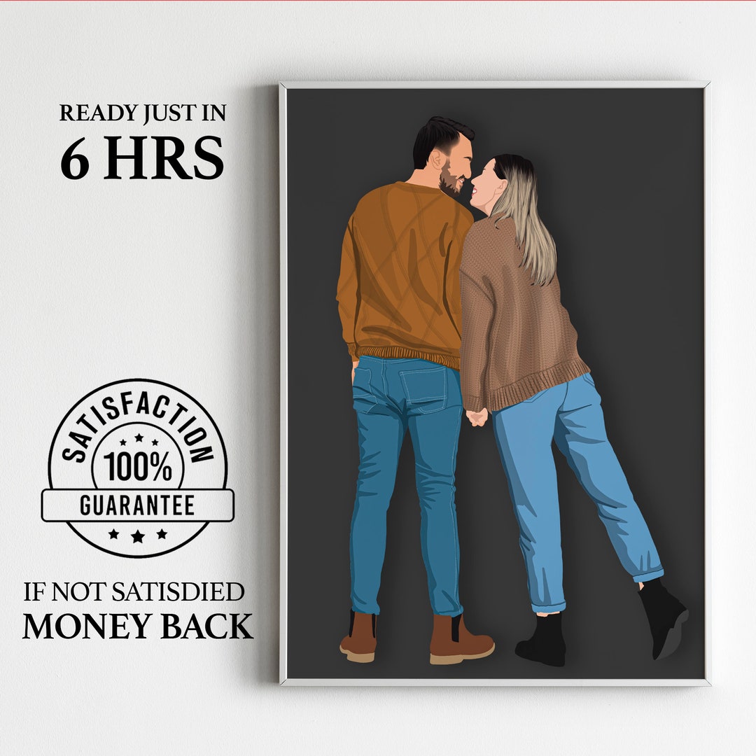 Couple Portrait Printable, Custom Drawing, Personalized Wedding Gift ...