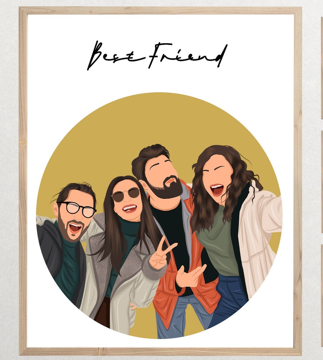 Custom Bestie Portrait Gift, Faceless Portrait Family Illustration ...