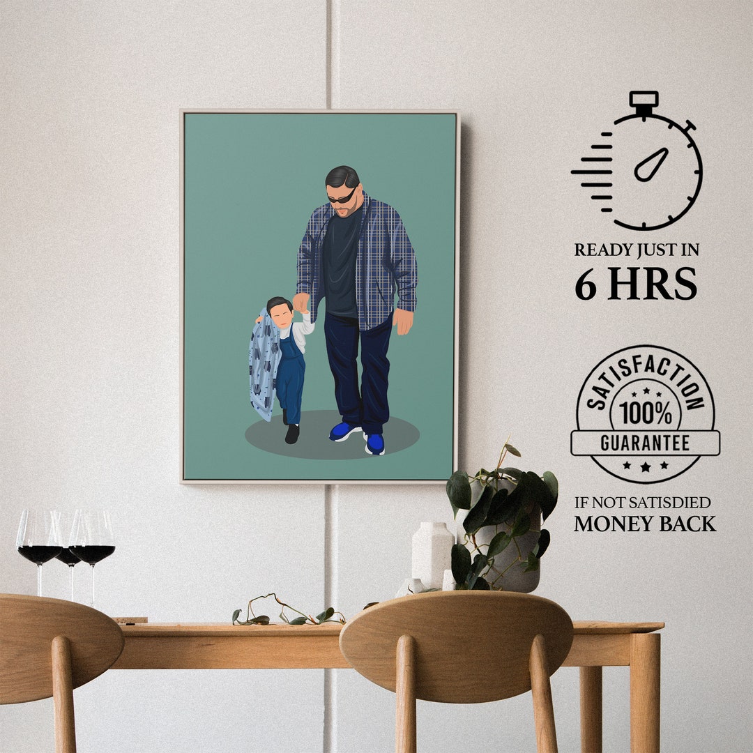 Personalized Father's Day Portrait, Custom Dad Art (digital PNG, JPG ...