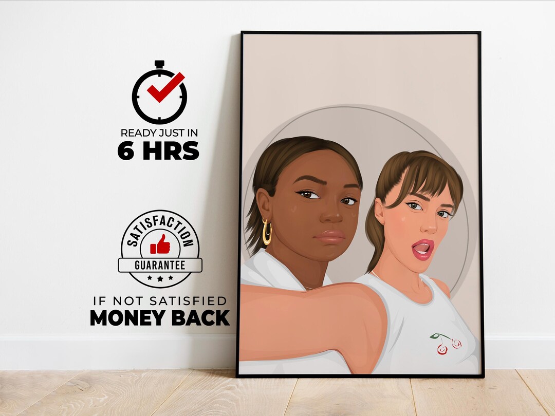 Best Friend Cartoon Portrait, Birthday Gift for Her, Personalized Gift ...