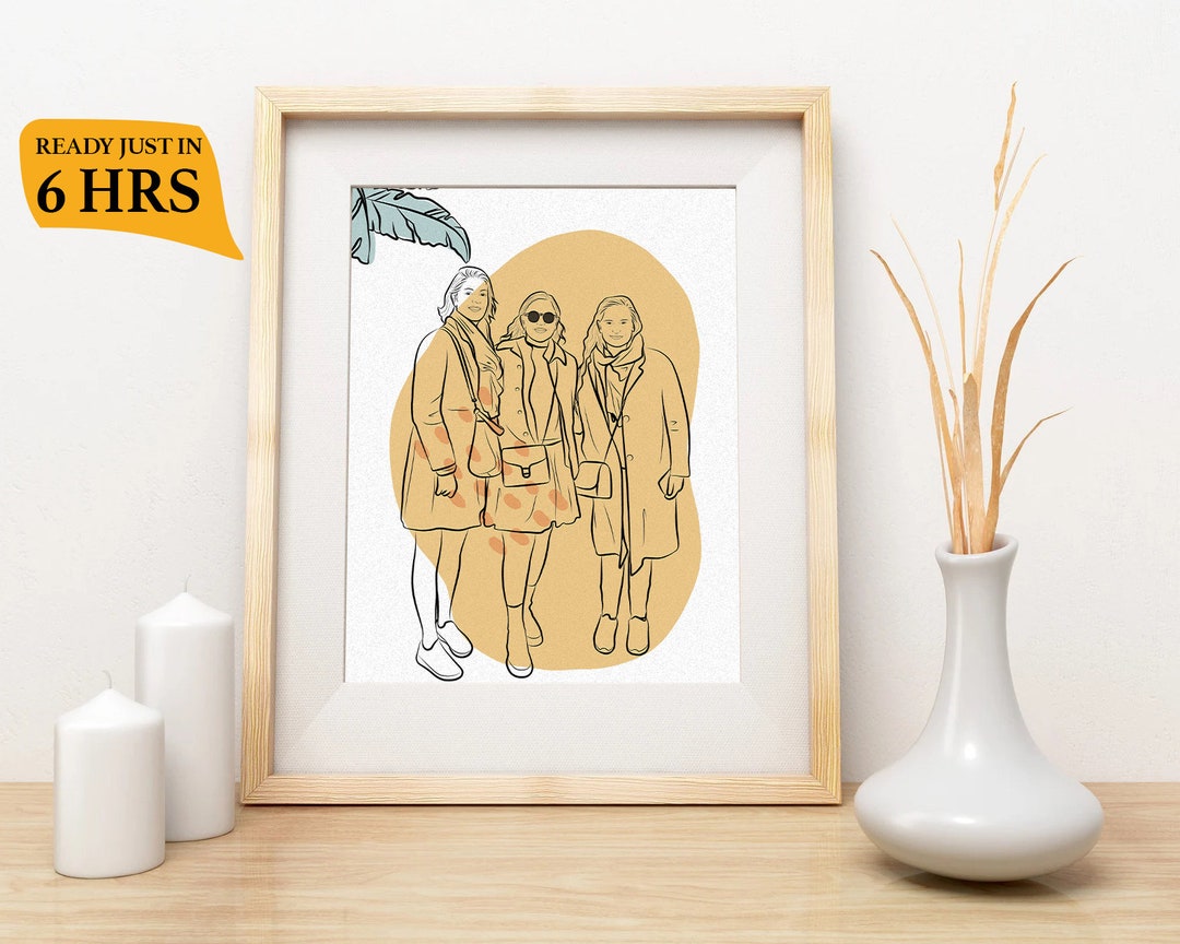 Personalized Artwork, Outline Portrait, Custom Artwork Print, Family ...