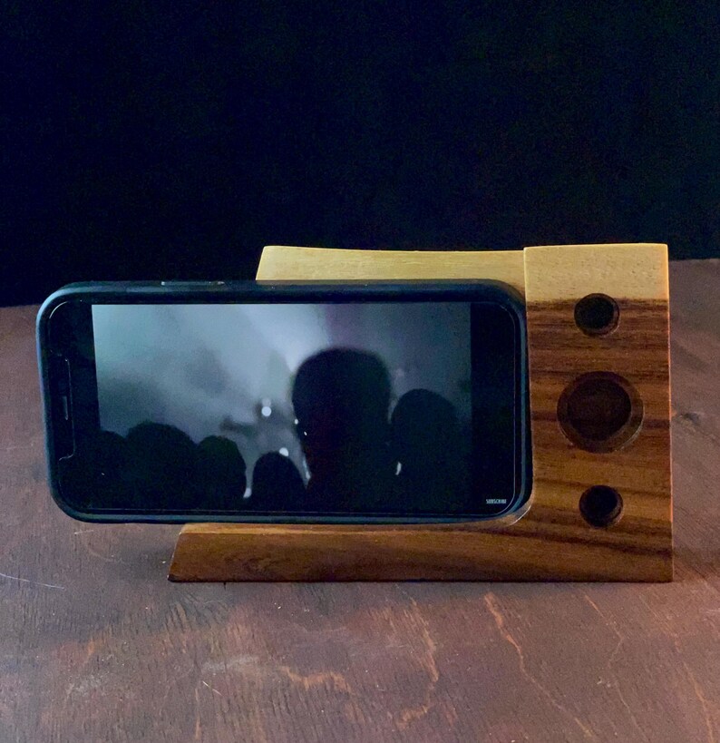 Live Edge Acacia Phone Stand – Handmade Wood Smartphone Holder With ...