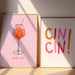 Cin Cin Poster in Orange and Pink, Cheers Wall Art - Etsy