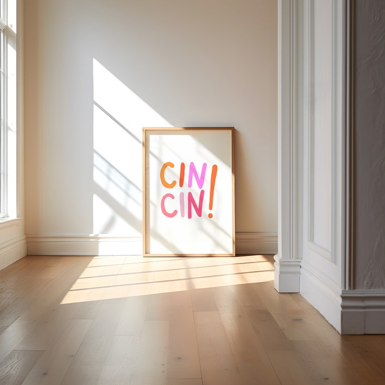 Cin Cin! Poster in Orange and Pink, Cheers Wall Art - Etsy