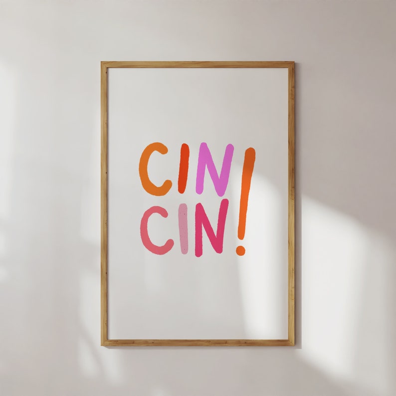 Cin Cin! Poster in Orange and Pink, Cheers Wall Art - Etsy