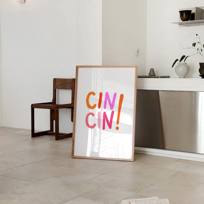 Cin Cin! Poster in Orange and Pink, Cheers Wall Art - Etsy