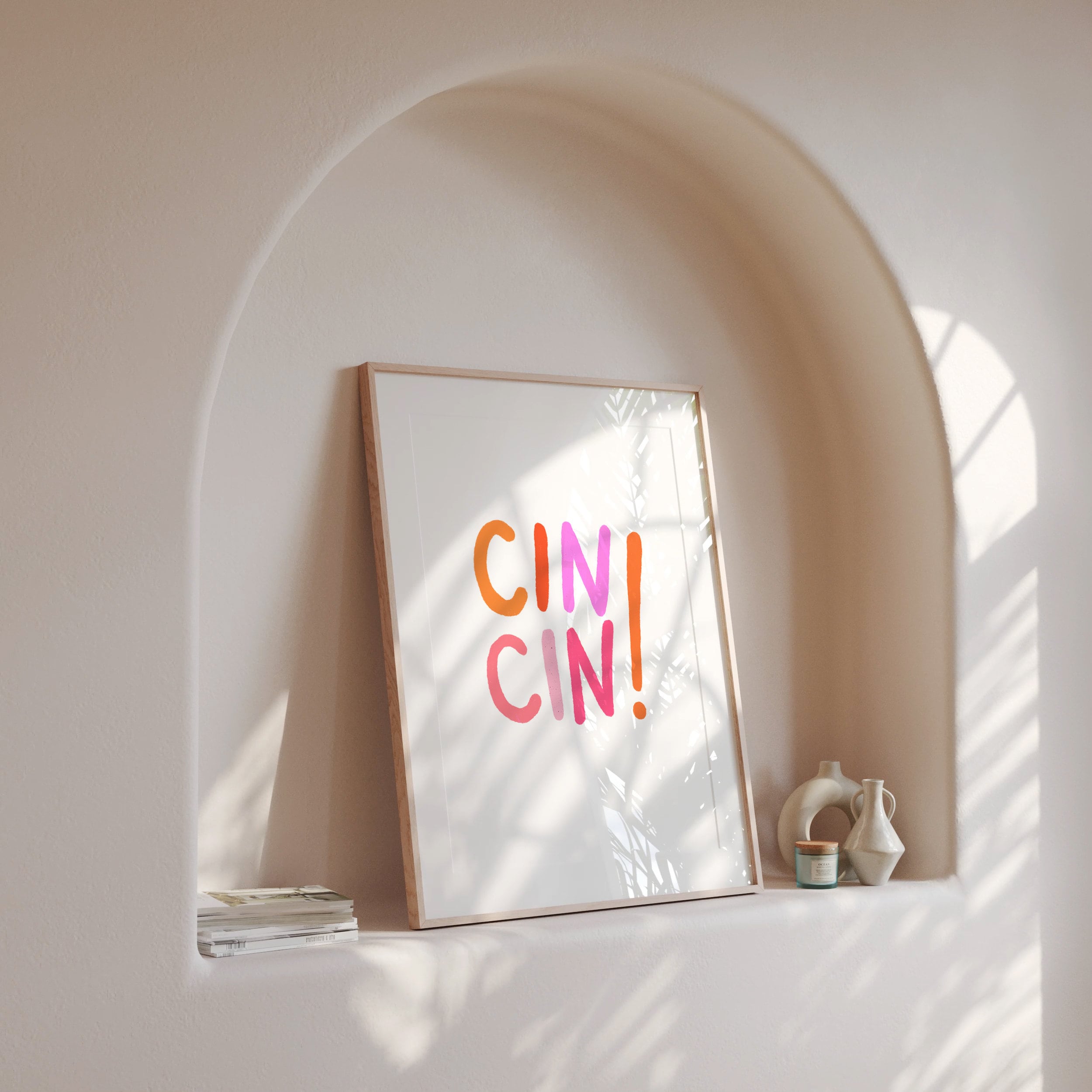 Cin Cin! Poster in Orange and Pink, Cheers Wall Art - Etsy
