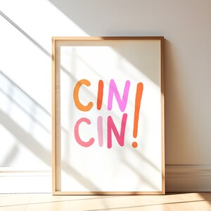 Cin Cin! Poster in Orange and Pink, Cheers Wall Art - Etsy