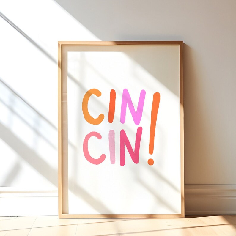 Cin Cin! Poster in Orange and Pink, Cheers Wall Art - Etsy