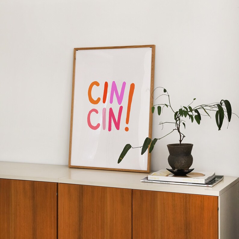 Cin Cin! Poster in Orange and Pink, Cheers Wall Art - Etsy