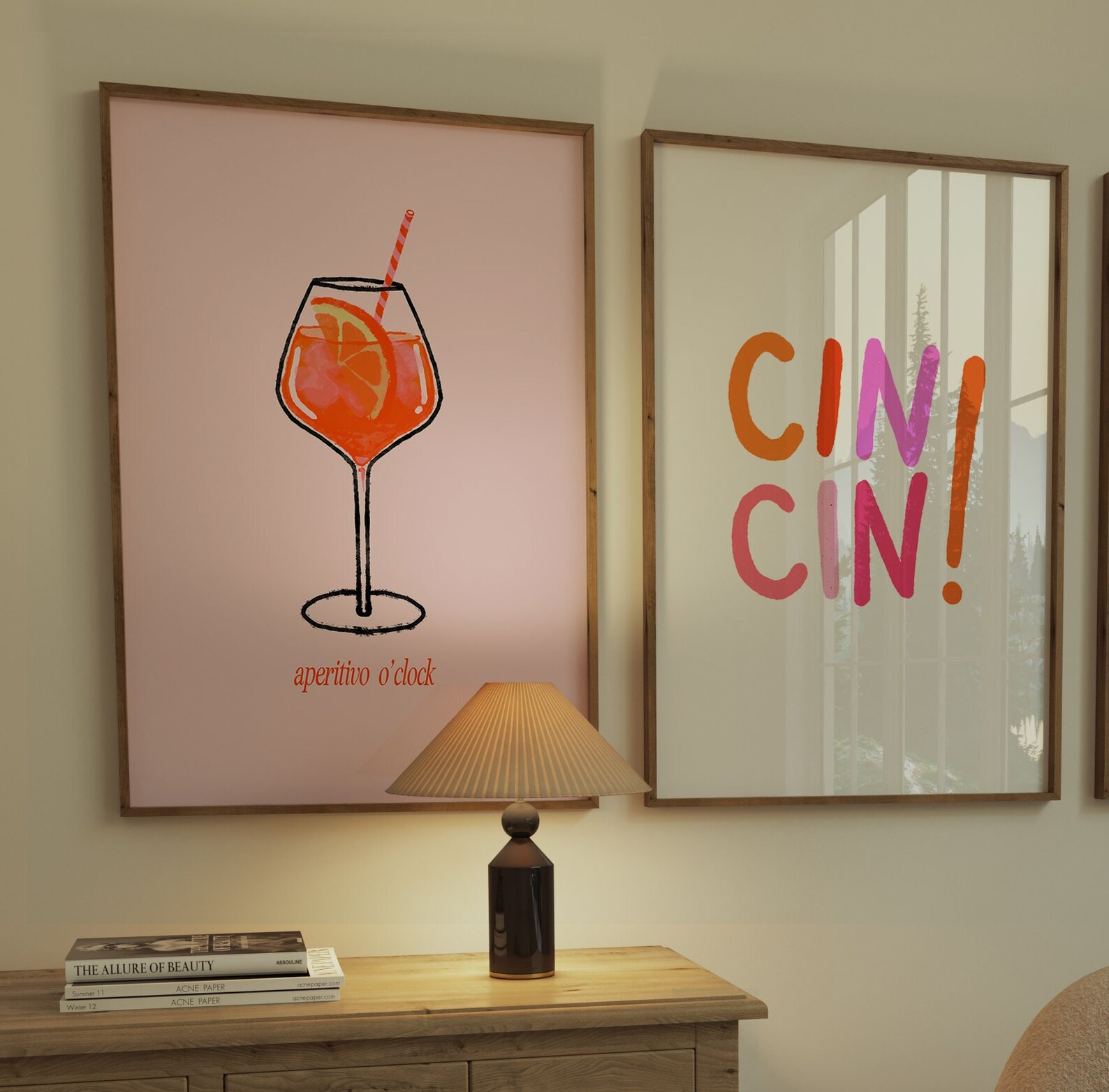 Pink and Orange Spritz Wall Art, Aperitivo O'clock Poster, Cheers Art ...