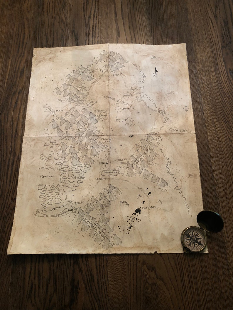 Custom Hand-drawn Fantasy Map for TTRPG, Fantasy Decor, Etc. - Etsy