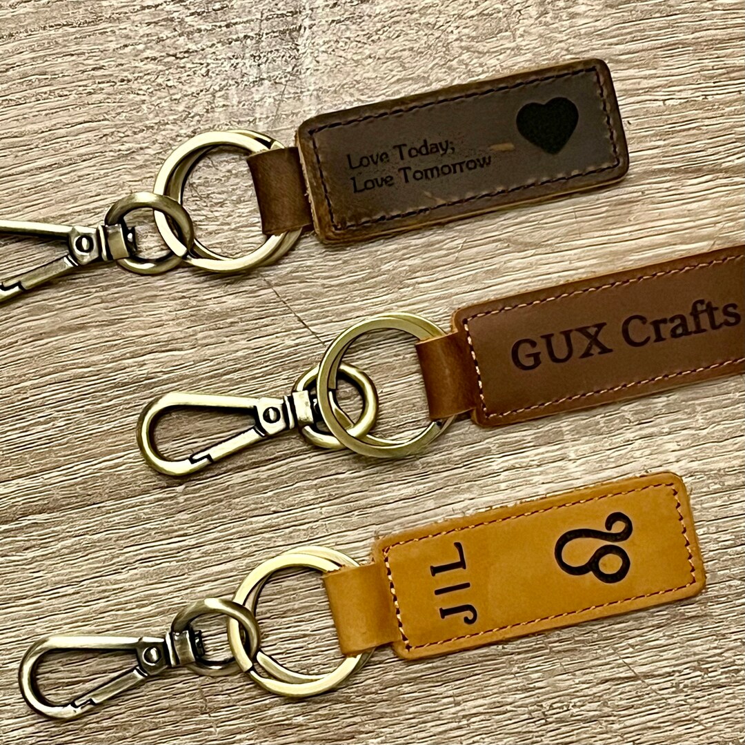 Customized Leather Keychain, Personalized Leather Keychain, Engraved ...